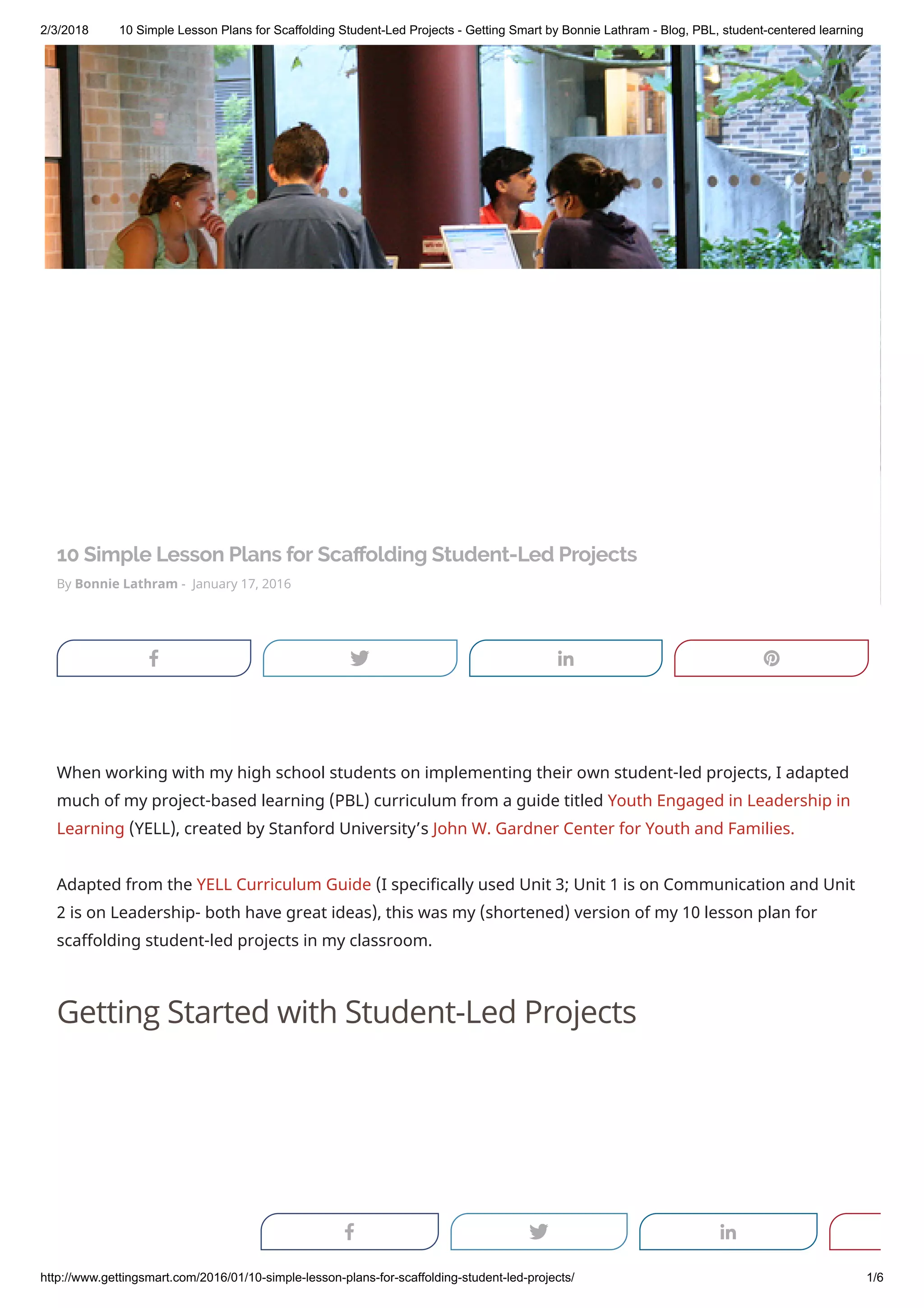 10 simple lesson plans for scaffolding student led projects - getting smart by bonnie lathram ...