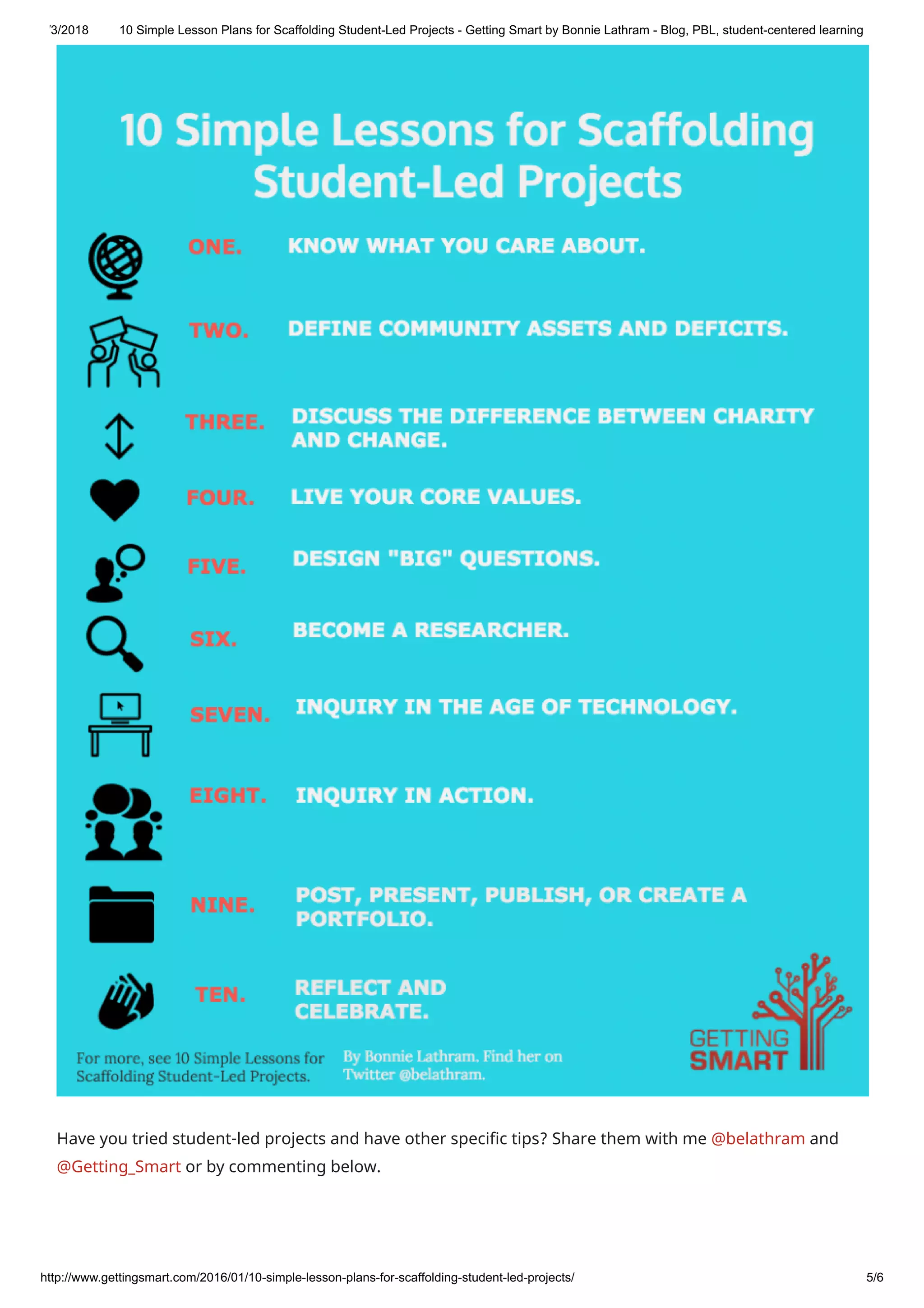 10 simple lesson plans for scaffolding student led projects - getting ...