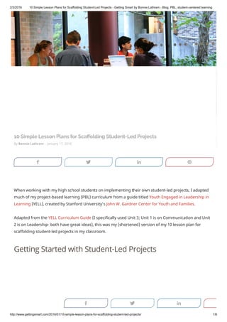 10 simple lesson plans for scaffolding student led projects - getting ...