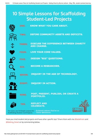 10 simple lesson plans for scaffolding student led projects - getting smart by bonnie lathram ...