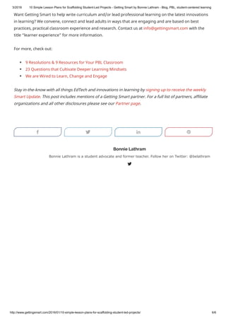 10 simple lesson plans for scaffolding student led projects - getting smart by bonnie lathram ...