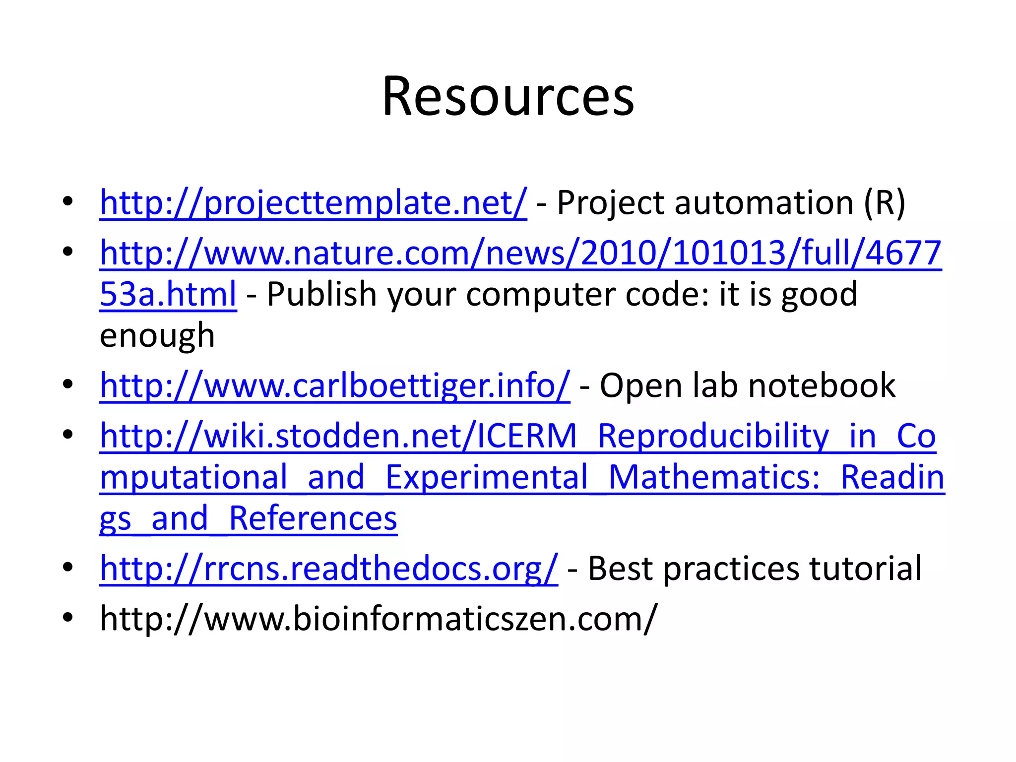 Reproducibility: 10 Simple Rules | PPTX