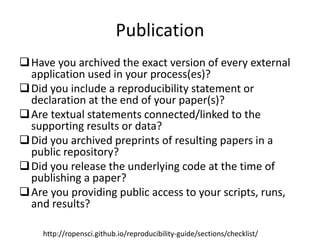 Reproducibility: 10 Simple Rules | PPT | Free Download