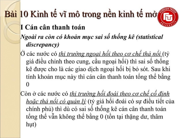 Kinh tế vĩ mô trong nền kinh tế mở | PPT