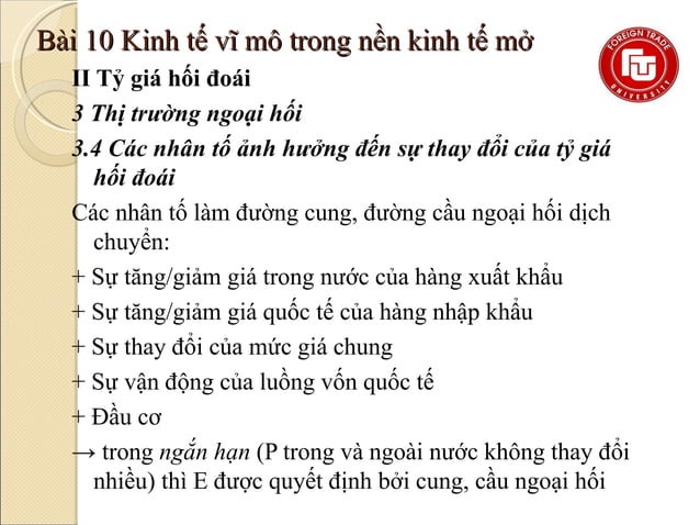 Kinh tế vĩ mô trong nền kinh tế mở | PPT