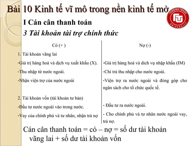 Kinh tế vĩ mô trong nền kinh tế mở | PPT
