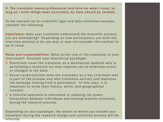 The use of interpreters in qualitative research | PPT