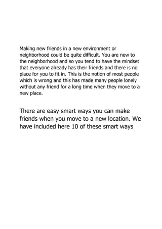 10 smart ways to make new friends in the place you move in | PDF