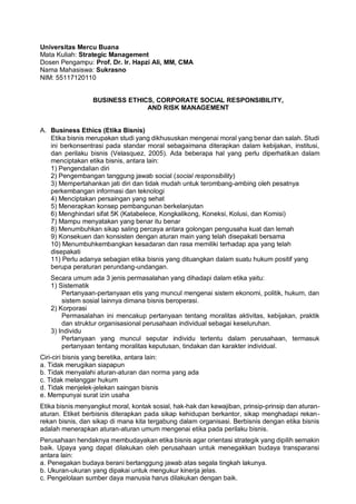 10, SM, Sukrasno, Hapzi Ali, Business Ethics, CSR, Risk Management, Universitas Mercu Buana ...