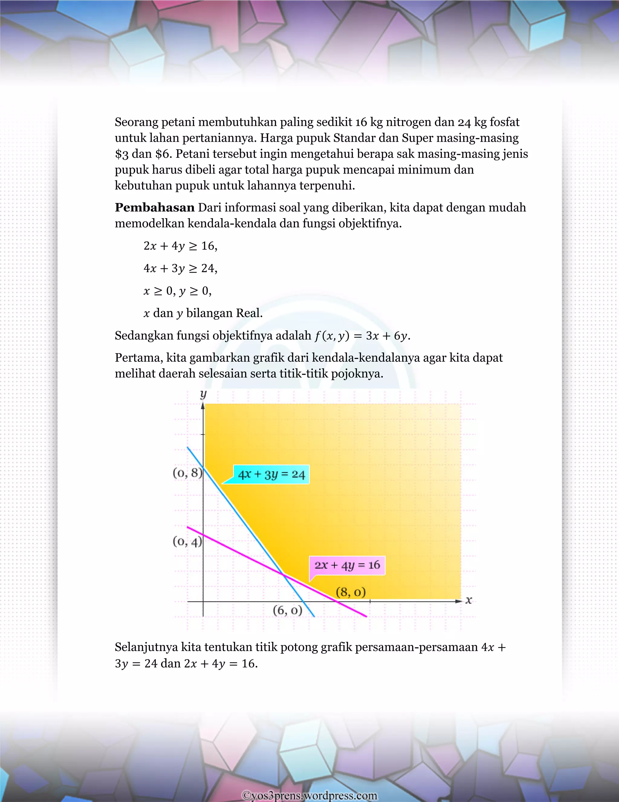 10 soal dan pembahasan permasalahan program linear | PDF