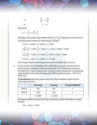10 soal dan pembahasan permasalahan program linear | PDF