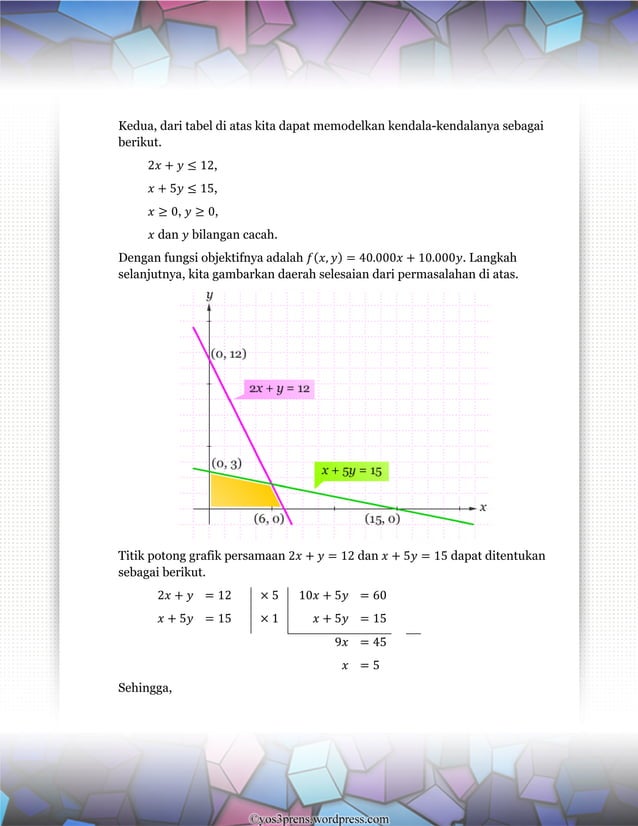 10 soal dan pembahasan permasalahan program linear | PDF