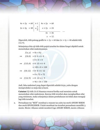 10 soal dan pembahasan permasalahan program linear | PDF