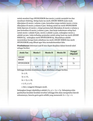 10 soal dan pembahasan permasalahan program linear | PDF
