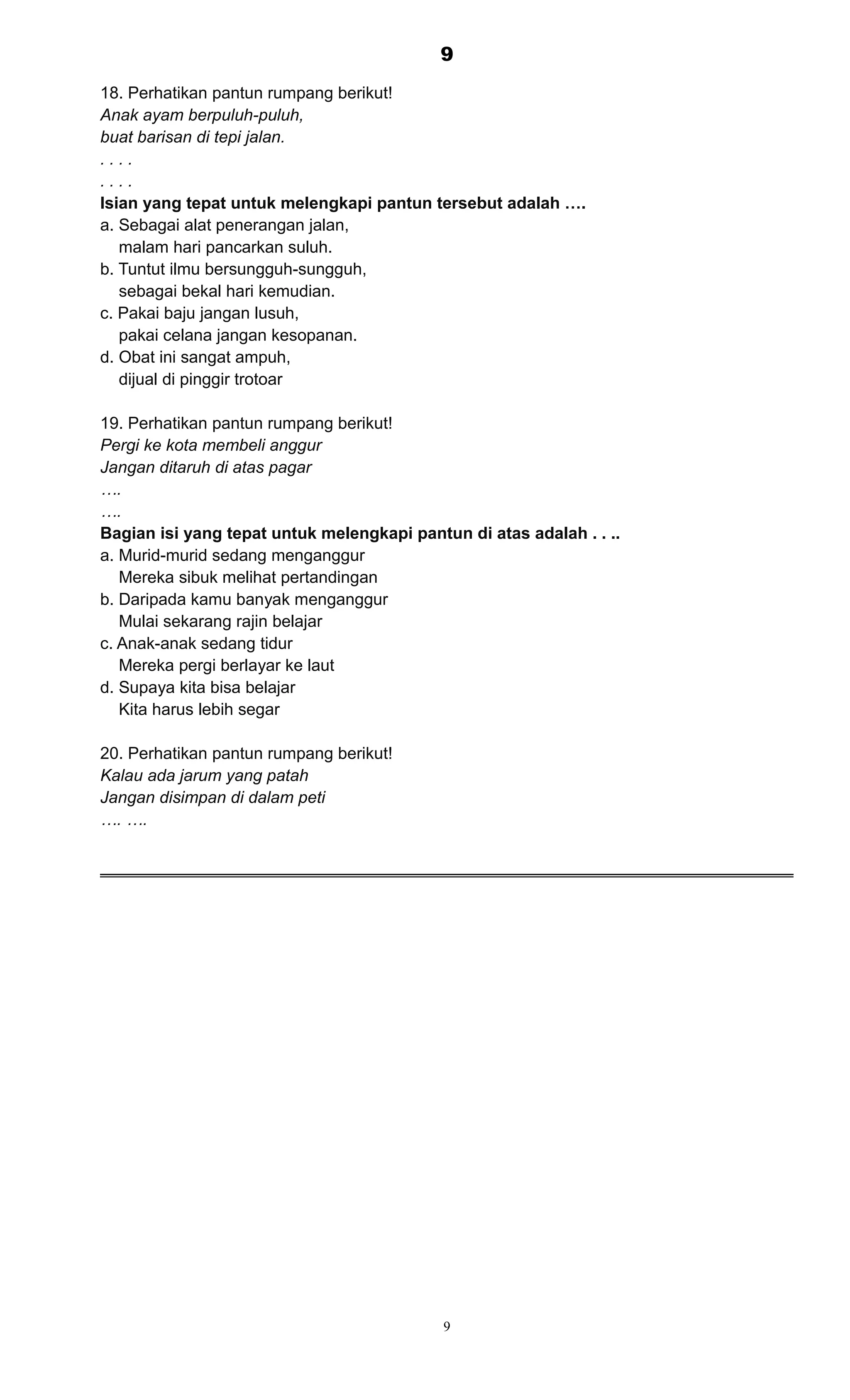 10 soal menentukan pernyataan sesuai isi paragraf ujian sekolah bahasa ...