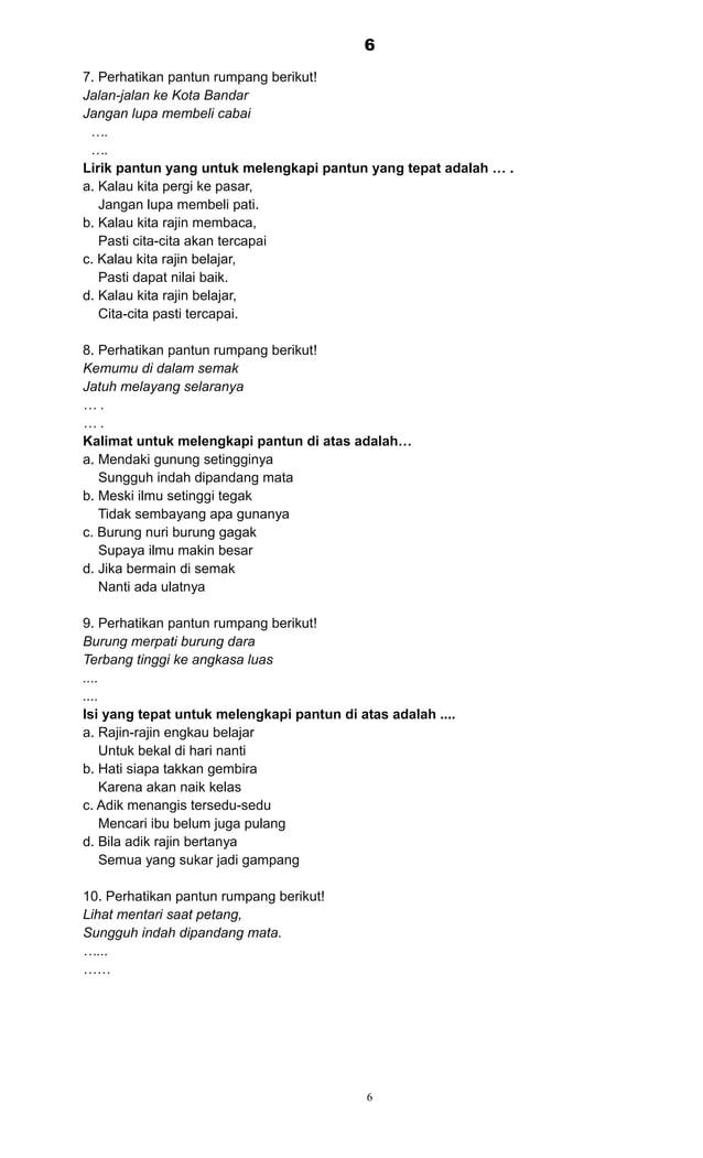 10 soal menentukan pernyataan sesuai isi paragraf ujian sekolah bahasa ...