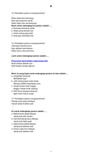 10 soal menentukan pernyataan sesuai isi paragraf ujian sekolah bahasa ...