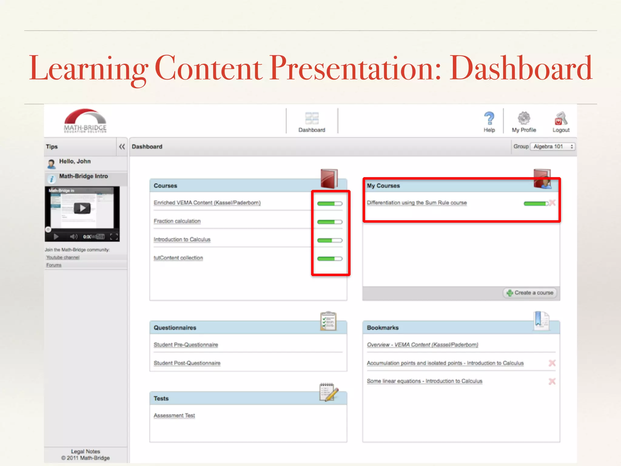 Learner Modelling and Adaptation in Math-Bridge | PPT