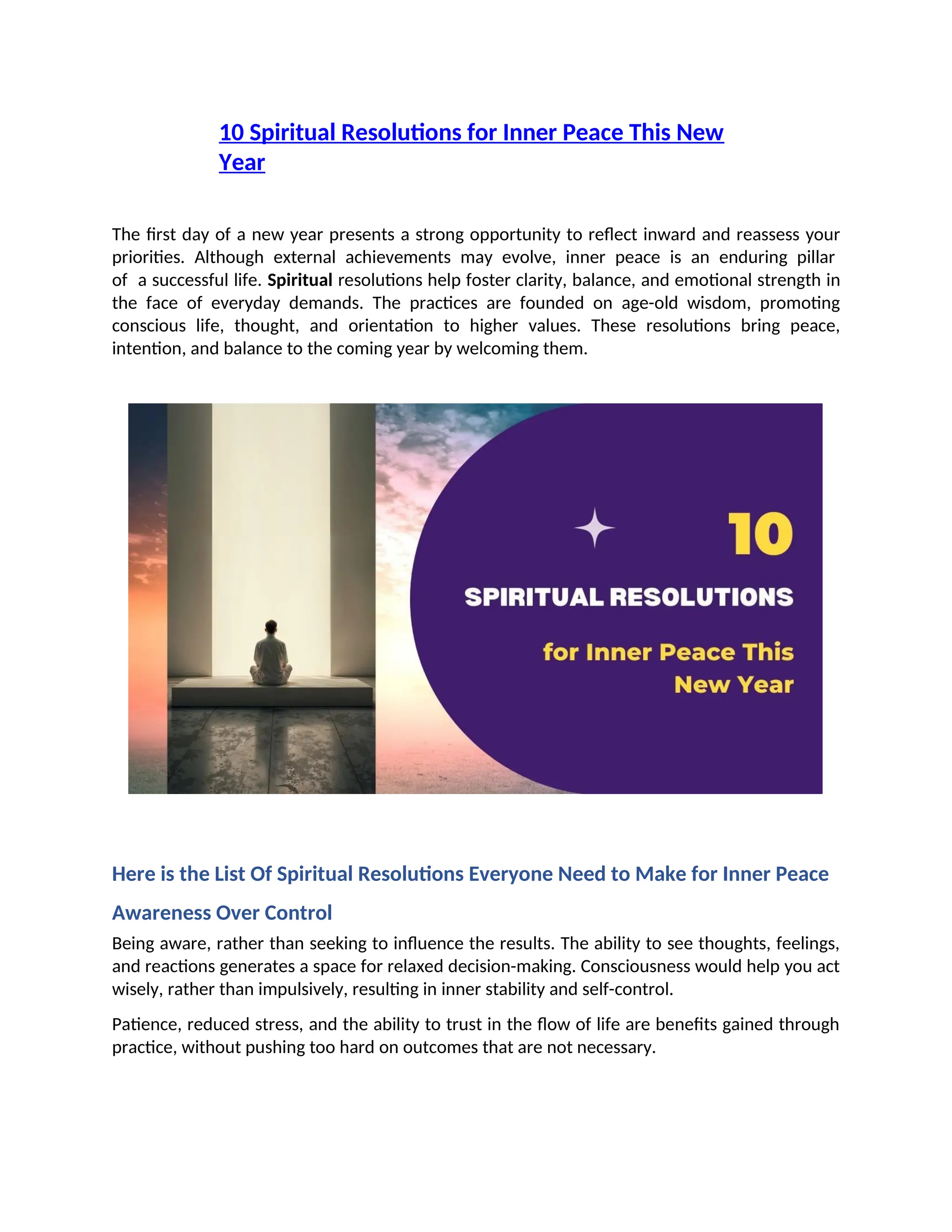 10 Spiritual Resolutions for Inner Peace This New Year | PPT