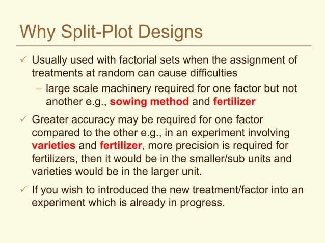 Split-Plot Design with example from the Agriculture Field | PDF ...