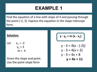 Point Slope Form To Slope Intercept Form