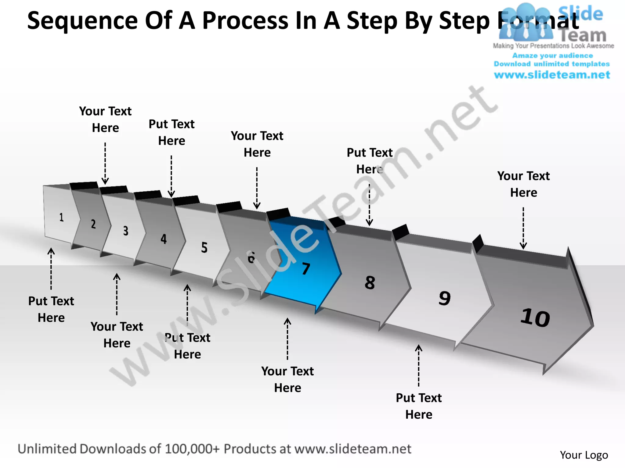 10 stages sequence of process in step by-step format organization chart ...