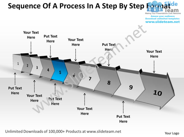 10 stages sequence of process in step by-step format organization chart ...