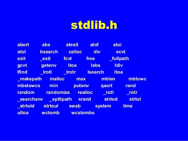 Standard Library Functions