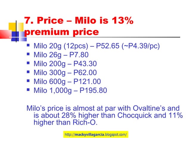 Marketing Plan - Milo - Villagarcia | PPT | Business | Business and Finance