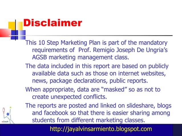 10stepmarketingplan sarmiento final | PPT