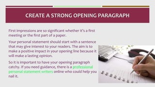 10 Step plan for creating a winning personal statement | PPTX