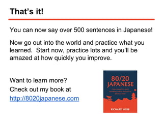 80/20 Japanese - 10 Steps to 500 Sentences | PDF