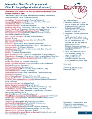 US Internships and Other Exchange Opportunities | PDF | Undergraduate Education | College Education