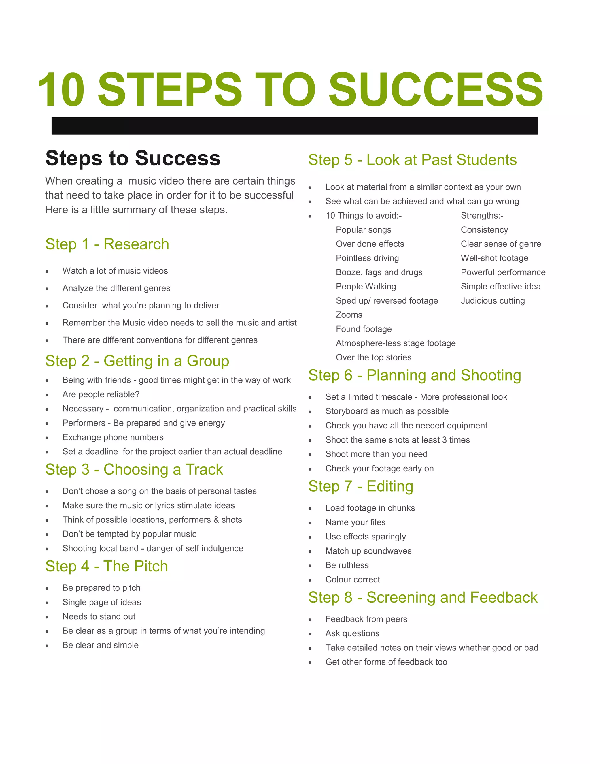 10 Steps to Success | PDF