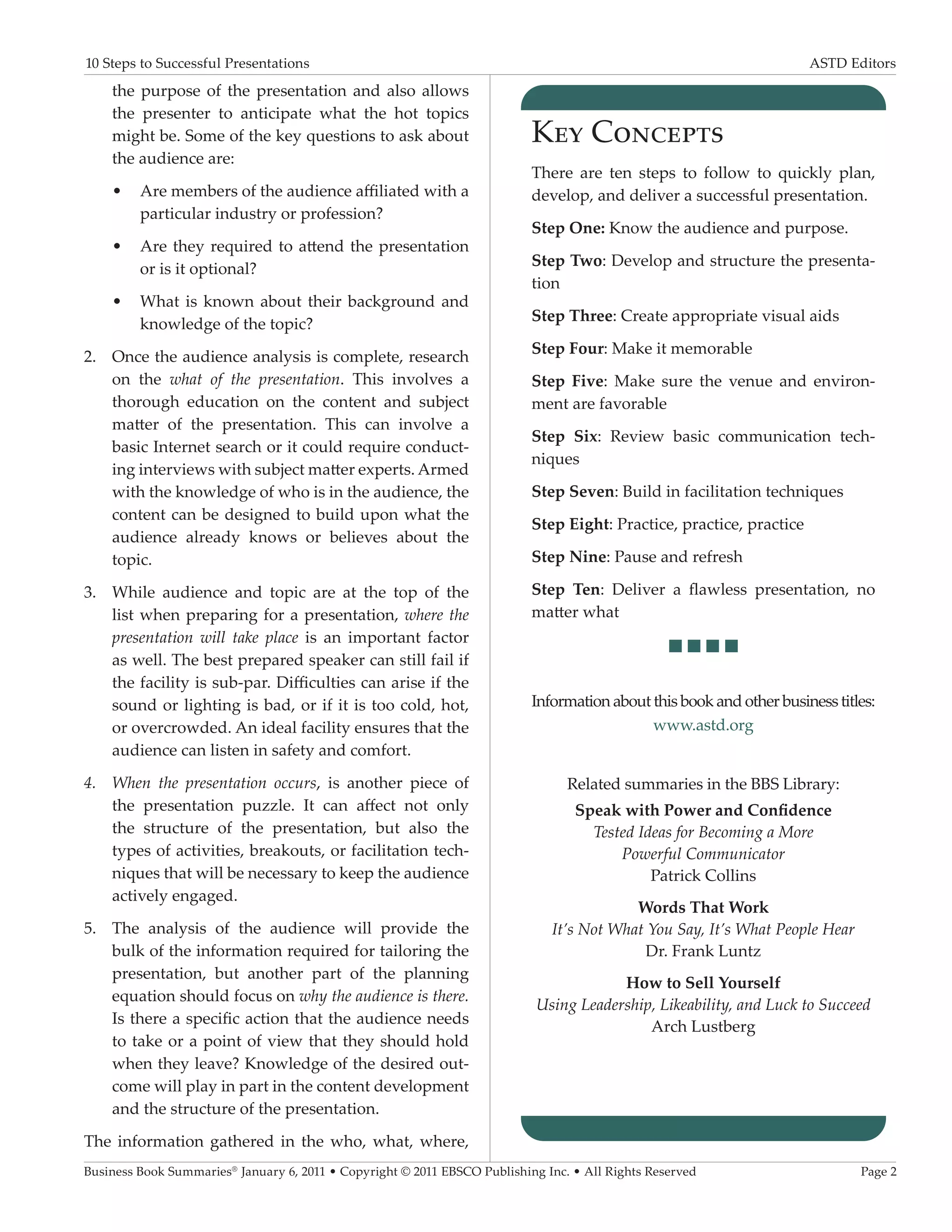 10 steps to successful presentations(44) | PDF