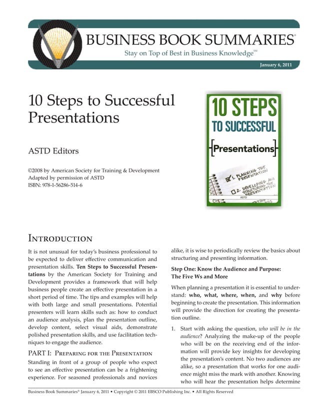 10 steps to successful presentations(44) | PDF