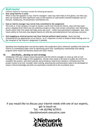 10 Steps to the Perfect Interim Hire - Network Executive | PDF | Resume ...