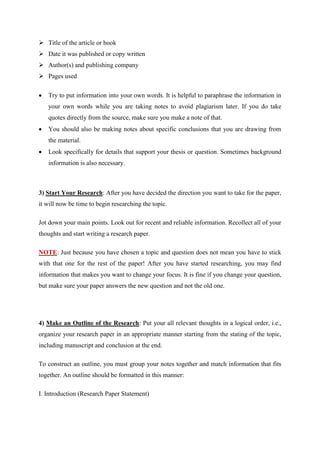 10 steps to write a basic research paper | PDF