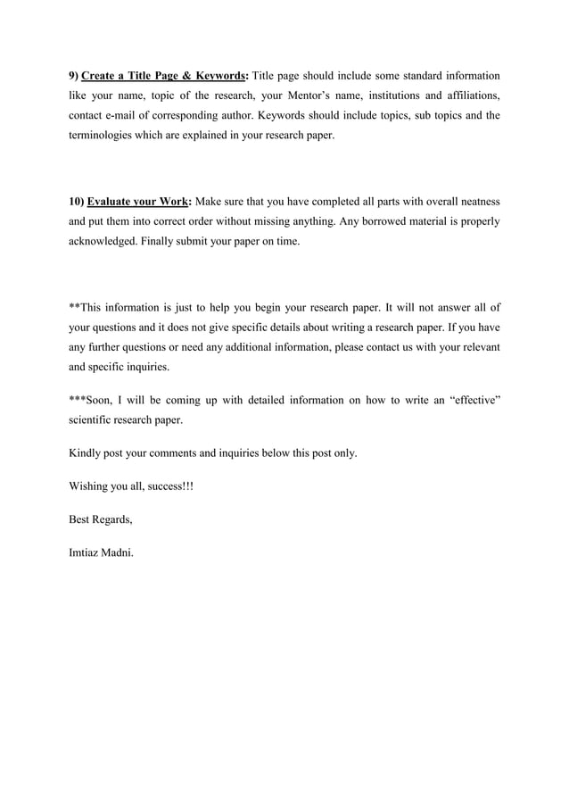 10 steps to write a basic research paper | PDF