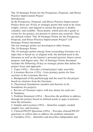 10 Strategic Points for the Prospectus, Proposal, and Direct Pract.docx