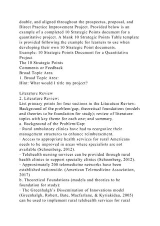 10 Strategic Points for the Prospectus, Proposal, and Direct Pract.docx