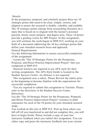 10 Strategic Points for the Prospectus, Proposal, and Direct Pract.docx