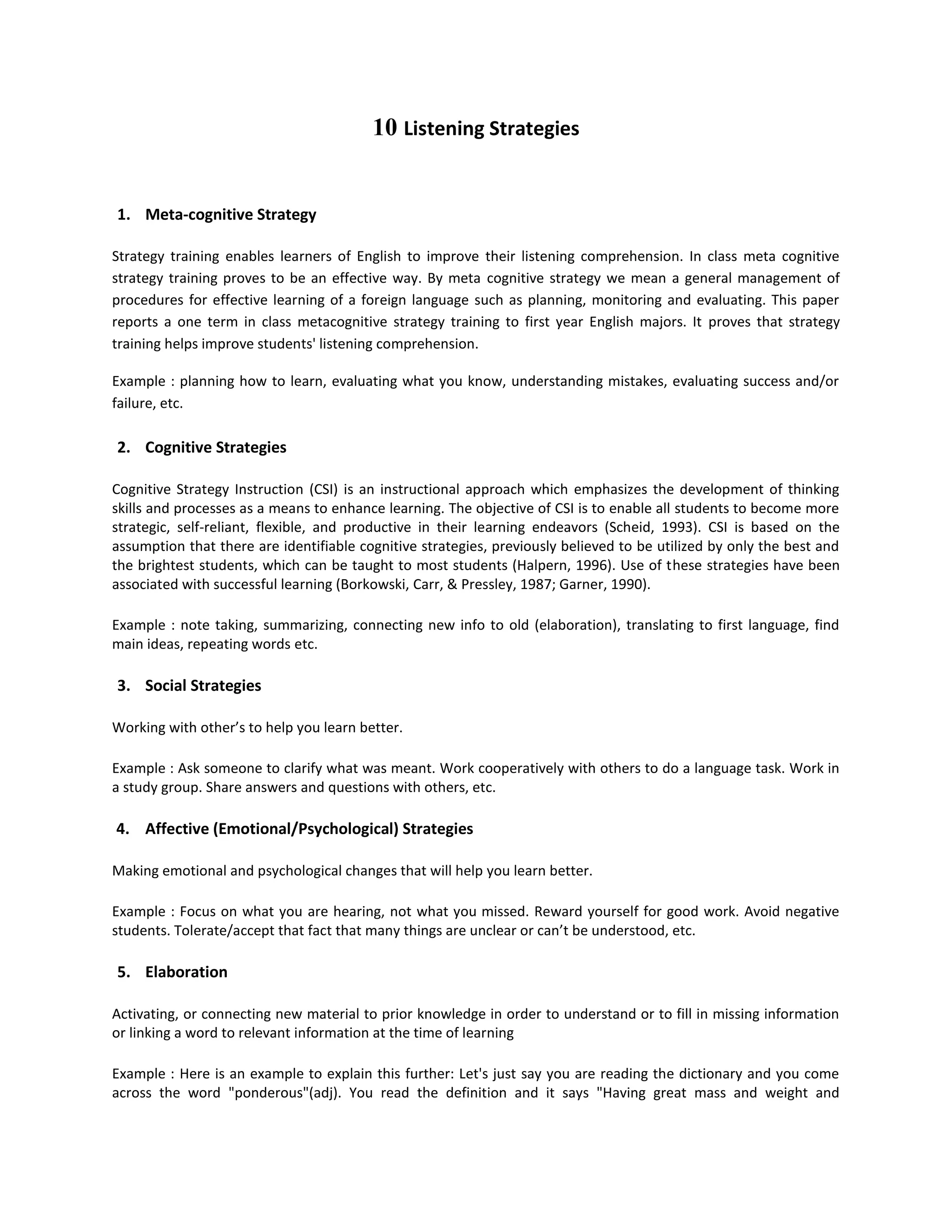 10 strategy in teaching listening | DOCX