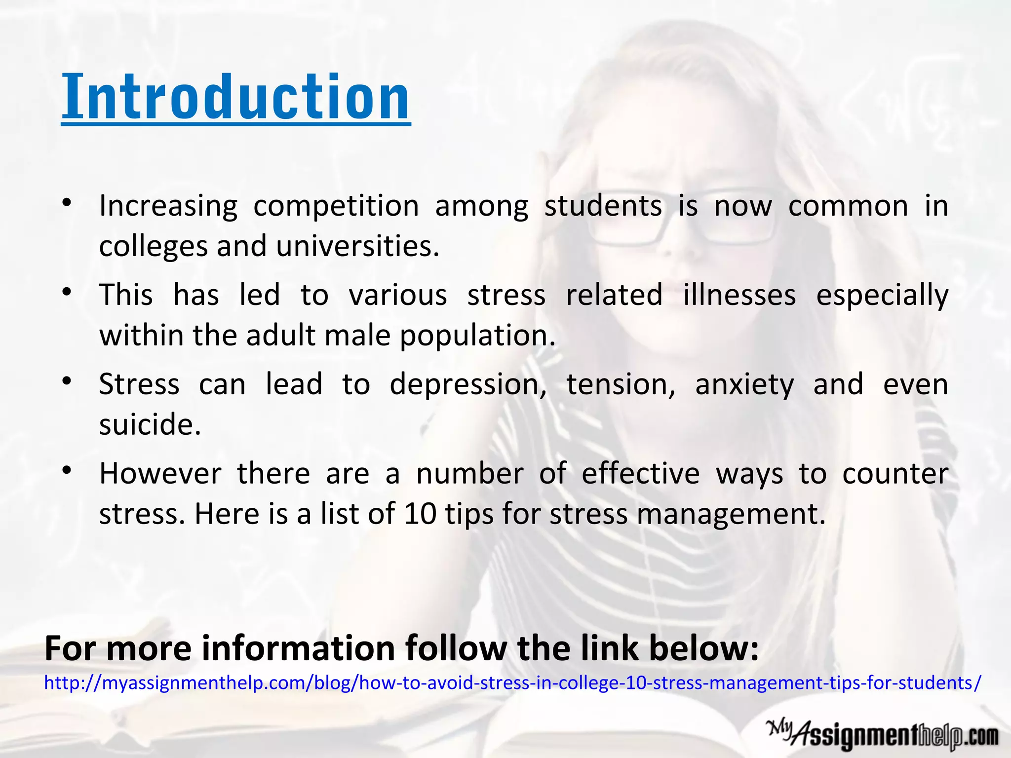 10 Stress Management Tips for College Students | PPT | College Planning ...