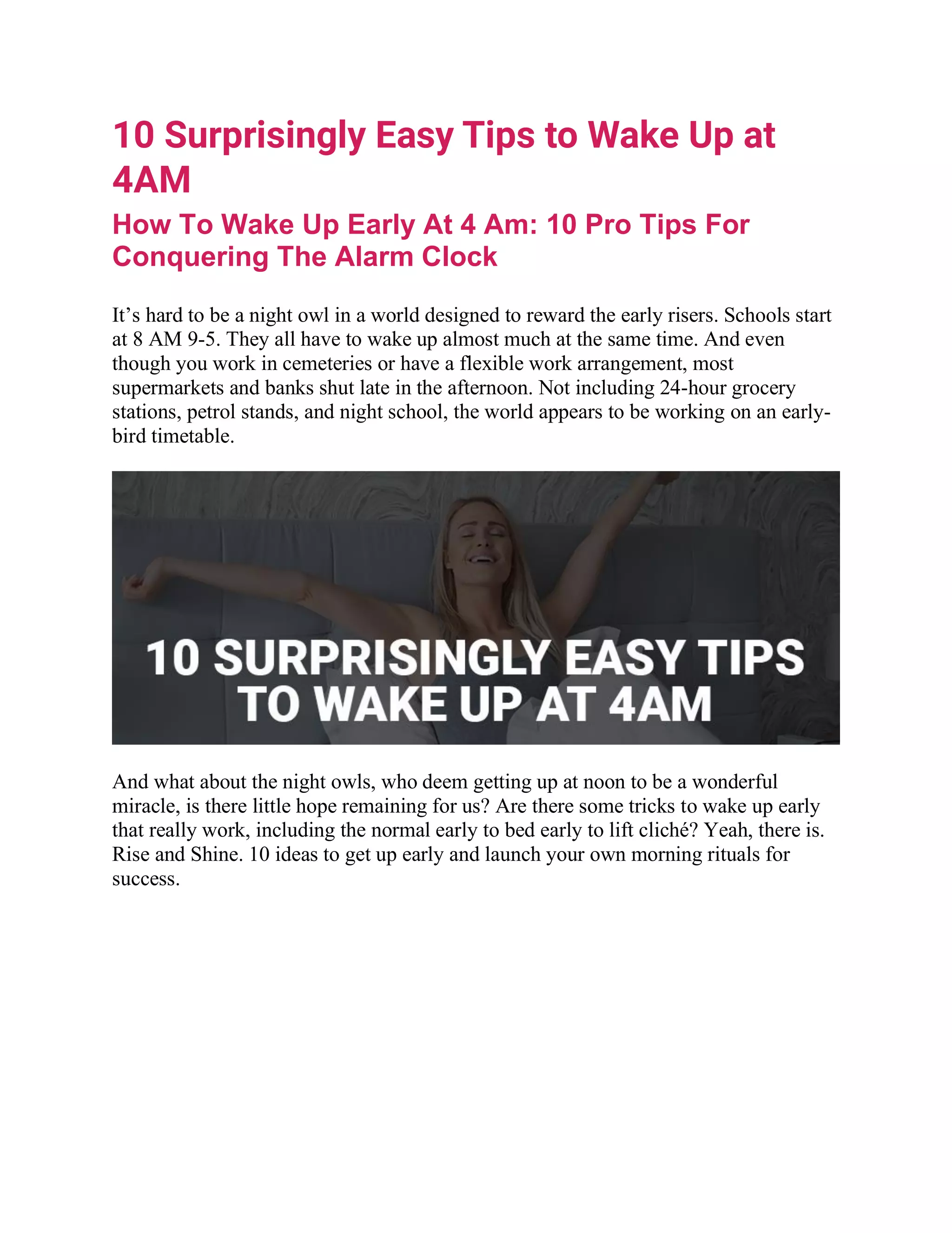 10 Surprisingly Easy Tips to Wake Up at 4 AM | PDF