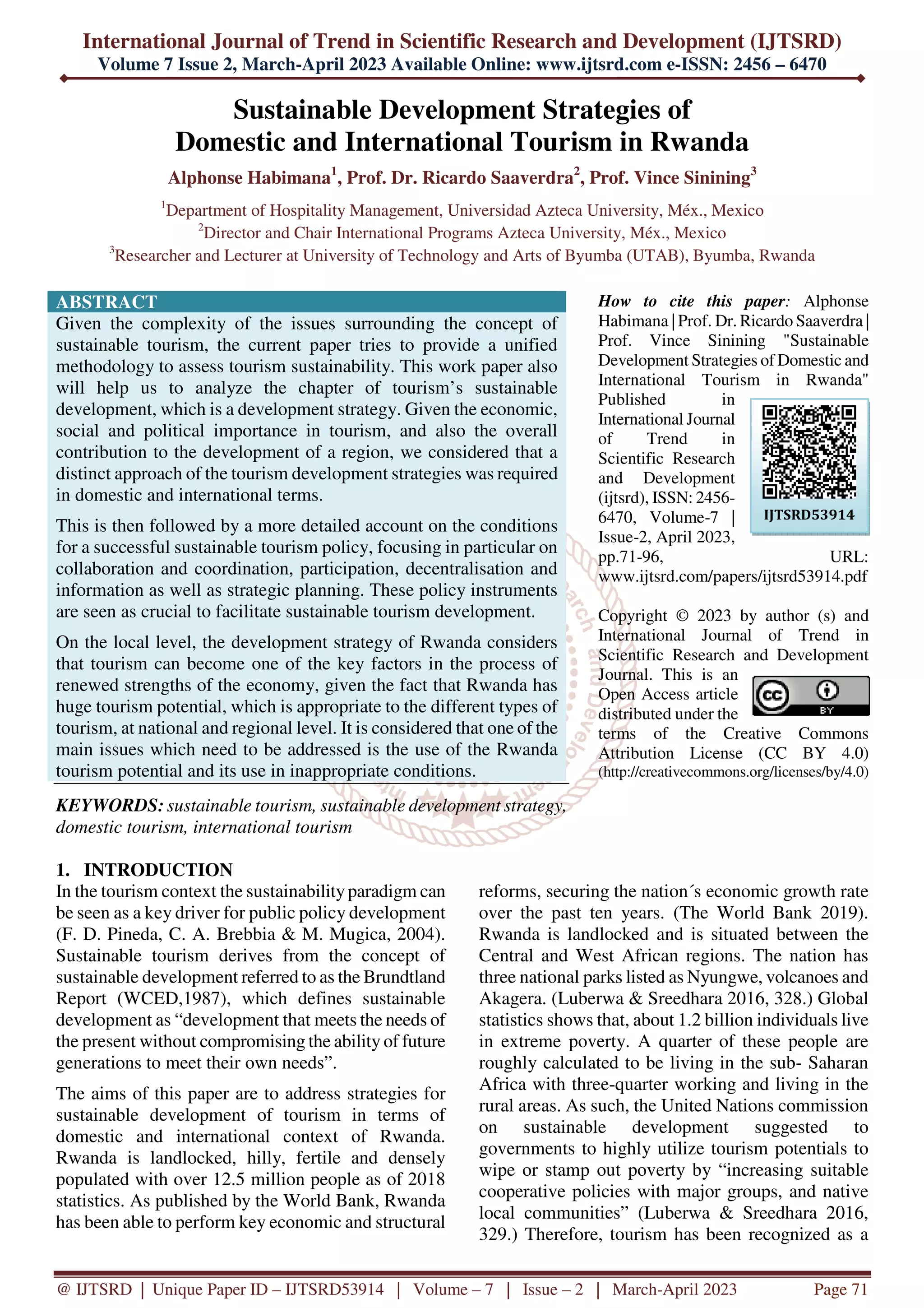 Sustainable Development Strategies of Domestic and International ...