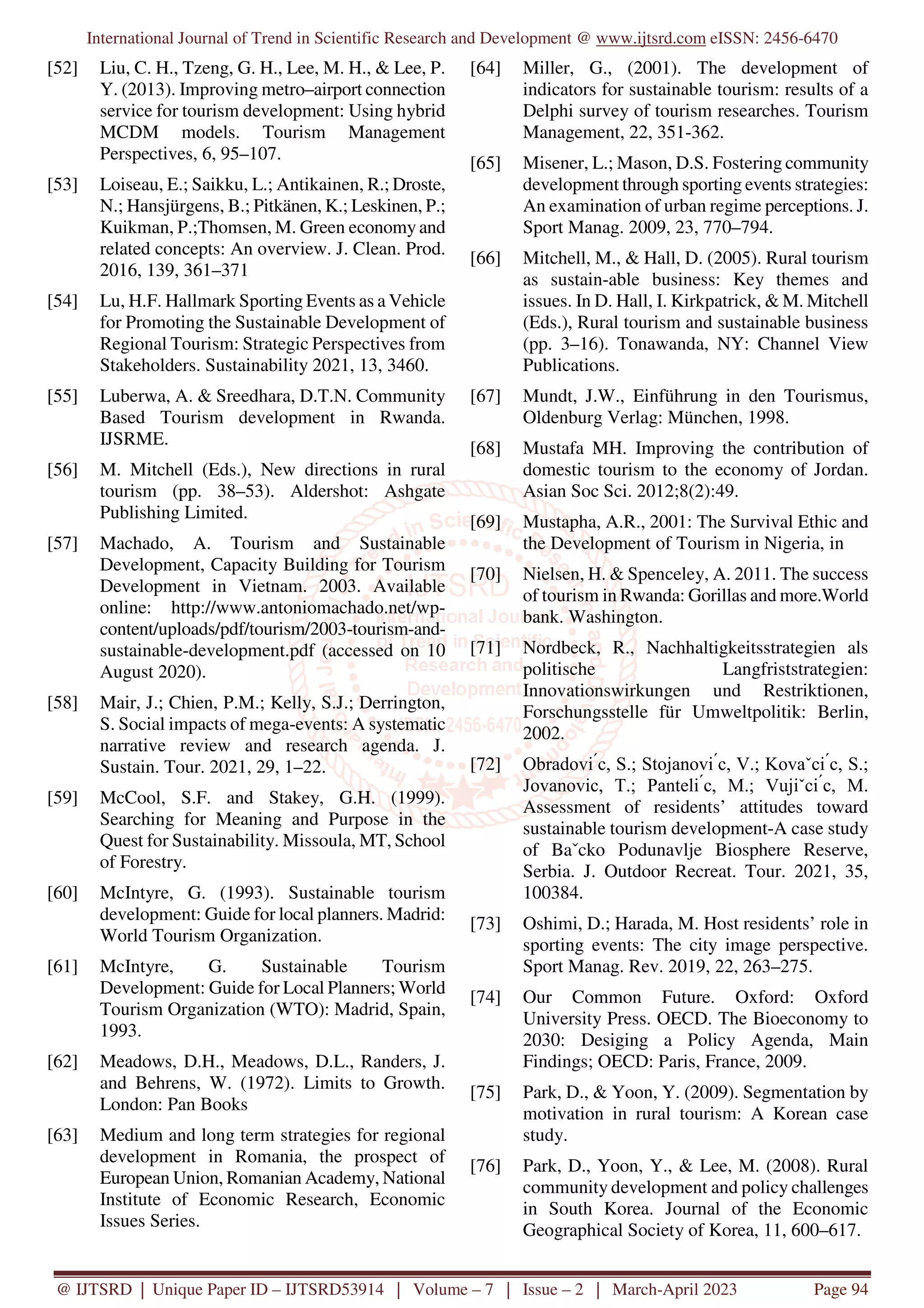 Sustainable Development Strategies of Domestic and International Tourism in Rwanda | PDF ...