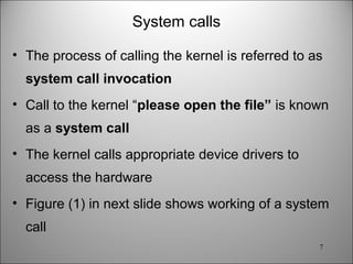 system calls, single user, multiuser os structure | PPT