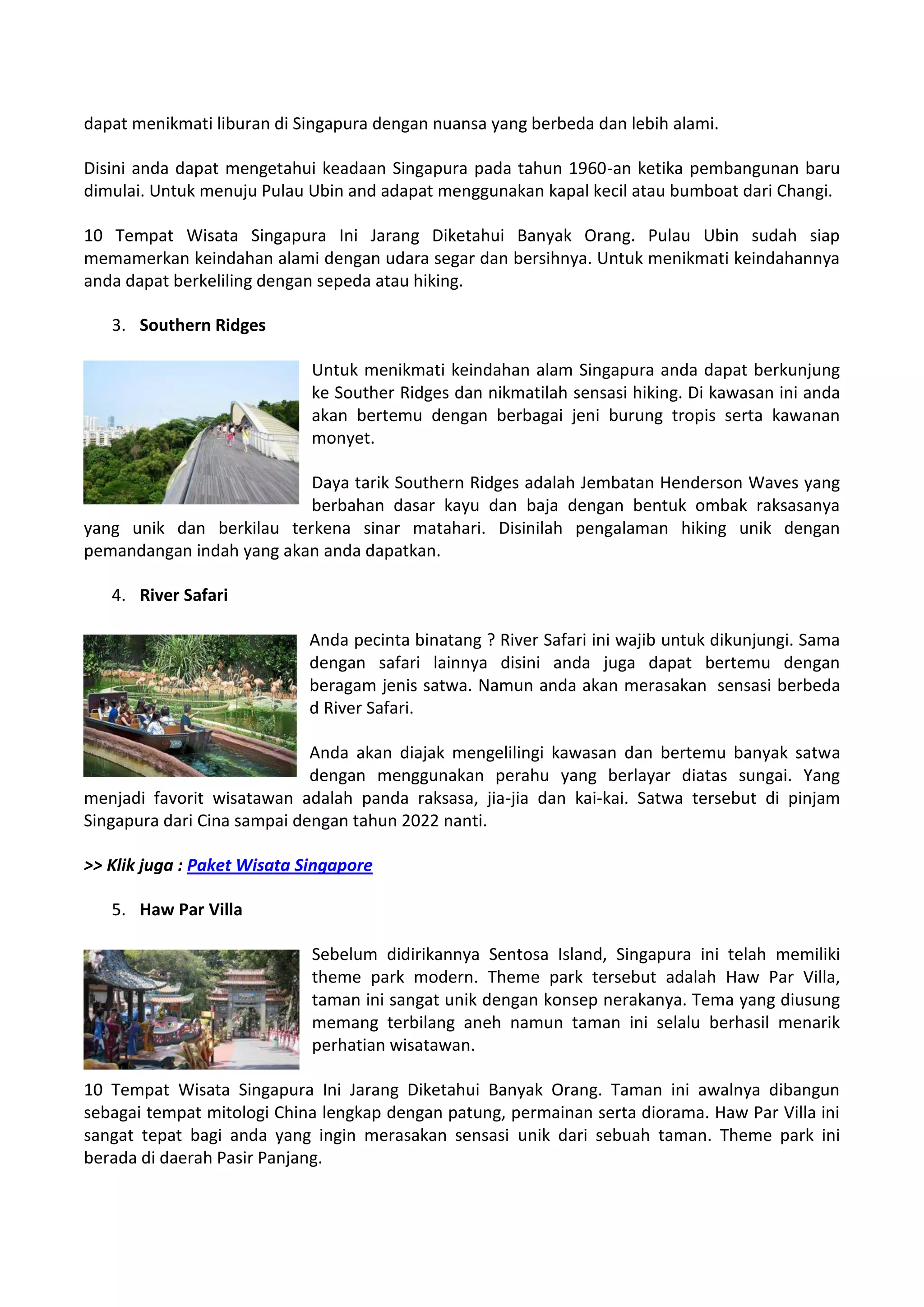 10 tempat wisata singapura ini jarang diketahui banyak orang | PDF