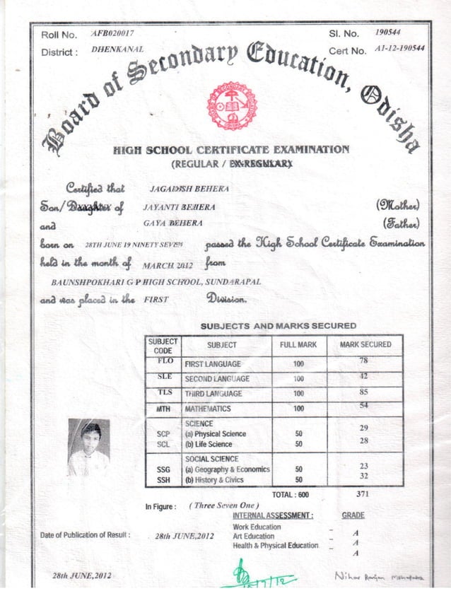 10th Certificate | PDF